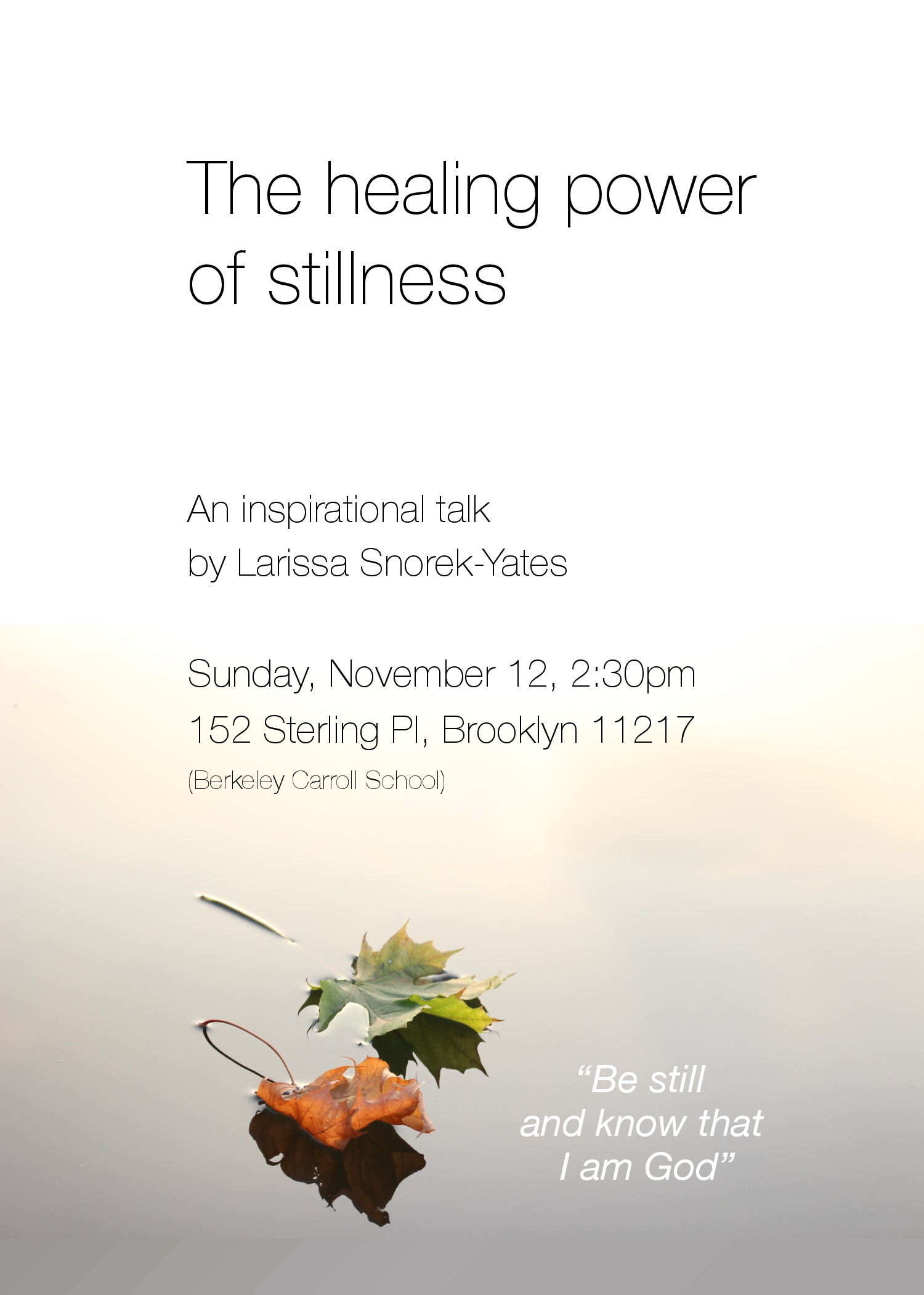 The Healing Power of Stillness: An Inspirational Talk by Larissa Snorek ...